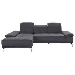 Ecksofa Places of Style "Caluna L-Form" Sofas Gr. B/H/T: 269cm x 97cm x 174cm, Flachgewebe, Recamiere links, grau (anthrazit) mit Sitztiefen- und Kopfteilverstellung