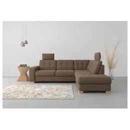 Sit & More Ecksofa SIT & MORE "Quincy L-Form" Sofas Gr. B/H/T: 249cm x 82cm x 213cm, Luxus-Microfaser ALTARA NUBUCK, Ottomane rechts, ohne Bettfunktion, braun (schoko) wahlweise mit Bettfunktion und Bettkasten