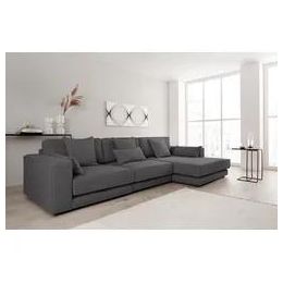 Ecksofa OTTO products "Grenette L-Form" Sofas Gr. B/H/T: 326cm x 77cm x 154cm, Baumwollmix, Ottomane rechts, grau (anthrazit) Modulsofa, im Baumwoll-Leinenmix oder aus recycelten Stoffen