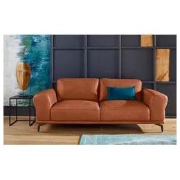 2,5-Sitzer W.Schillig "montanaa" Sofas Gr. B/H/T: 212cm x 78cm x 94cm, Longlife Xtra-Leder Z69, braun (cognac z69) mit Metallfüßen in Bronze pulverbeschichtet, Breite 212 cm