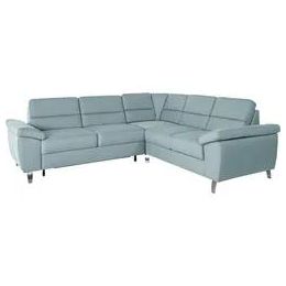 Sit & More Ecksofa SIT & MORE "Sorano L-Form" Sofas Gr. B/H/T: 249cm x 88cm x 229cm, Struktur fein, langer Schenkel links, mit Bettfunktion-mit Bettkasten, blau (aqua) wahlweise mit Bett- und Relaxfunktion, inkl. Bettkasten