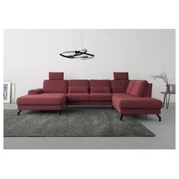 Sit & More Wohnlandschaft SIT&MORE "Cinturo U-Form" Sofas Gr. B/H/T: 345 cm x 88 cm x 226 cm, Soft clean, mega-Recamiere links, inklusive Sitztiefenverstellung-inklusive Federkern, rot (bordeaux) inklusive Sitztiefenverstellung und Federkern, Sitzhöhe 45 cm