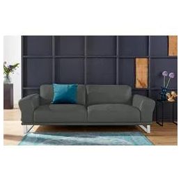 2,5-Sitzer W.Schillig "montanaa" Sofas Gr. B/H/T: 232cm x 78cm x 94cm, Longlife Xtra-Leder Z69, grau (anthrazit z69) mit Metallkufen in Chrom glänzend, Breite 232 cm