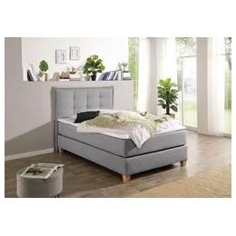 Boxspringbett Home Affaire Komplettbetten Gr. Struktur (100% Polyester), Liegefläche B/L: 120cm x 200cm, Gewicht bis: 120 kg H4, 7-Zonen-Tonnentaschen-Federkernmatratze, grau Boxspringbett inklusive Komfortschaum-Topper