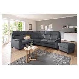 Ecksofa Home Affaire "Boccaccio L-Form", grau, B:265cm H:104cm T:215cm, Struktur weich (90% Polyester / 10% Polyamid), Luxus-Microfaser (100% Polyester), Luxus-Microfaser Vintageoptik(100% Polyester), Sofas, mit Federkern, incl. Kopfteilverstellung, wahlweise Bettfunktion