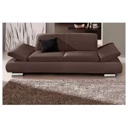 2,5-Sitzer Max Winzer "Toulouse modern und bequem, aktuelles Design, hoher Sitzkomfort" Sofas Gr. B/H/T: 224cm x 75cm x 89cm, Kunstleder SOFTLUX, braun mit klappbaren Armlehnen, Breite 224 cm