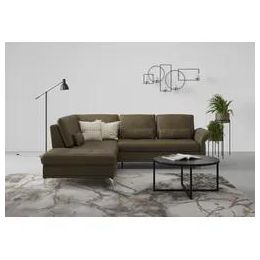 Ecksofa Inosign "Palm Beach L-Form", grün (olive), B:263cm H:89cm T:224cm, 100%Polyester, Sofas, Federkern, mit Sitztiefenverstellung, wahlweise mit Bettfunktion