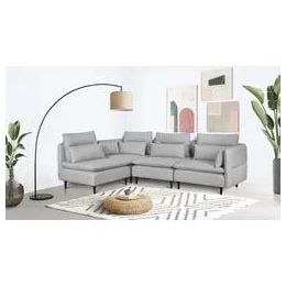 Ecksofa Andas "ALVIK L-Form" Sofas Gr. B/H/T: 262cm x 88cm x 172cm, Filzoptik, Ottomane links, Ottomane links, grau (hellgrau) zusammengesetzt aus Modulen, erweiterbar mit Modulen der Serie