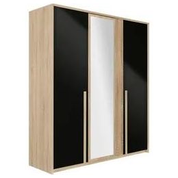 Kleiderschrank GAMI "Curtys" Schränke Gr. B/H/T: 197cm x 220cm x 60cm, 3 St., schwarz (eiche sonoma/ schwarz) Drehtürenschrank Kleiderschrank Mit Spiegel