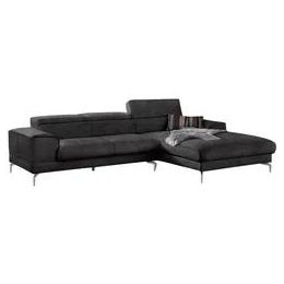 Ecksofa W.Schillig "piedroo" Sofas Gr. B/H/T: 303cm x 70cm x 193cm, Stoff S37, Longchair rechts, mit Kopfteilverstellung-ohne Sitztiefenverstellung, grau (anthracite s37) Kopfteilverstellung, wahlweise mit Sitztiefenverstellung, Breite 303cm