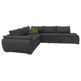 Ecksofa Inosign "Göteborg" Sofas Gr. B/H/T: 320cm x 93cm x 253cm, Struktur (100% Polyester), Recamiere rechts, mit Bonnell-Federkernmatratze und PUR-Schaum-Topper, grau (anthrazit) mit Boxspring-Bettfunktion und Bettkasten, Dauerschlaffunktion, Topper