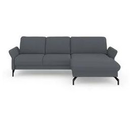 Sit & More Ecksofa SIT & MORE "Fashion L-Form" Sofas Gr. B/H/T: 253cm x 84cm x 165cm, Chenille, Recamiere rechts, mit Kopfteilverstellung-mit Metallfuesse schwarz matt, blau (blaugrau) wahlweise mit Kopfteilverstellung und Vorziehsitz, motorisch