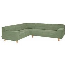 Ecksofa Tom Tailor HOME "NORDIC PURE" Sofas Gr. B/H/T: 269cm x 77cm x 226cm, Vintage Webstoff TUS, langer Schenkel rechts, grün (pistacchio tus 5) im Retrolook, Füße Buche natur