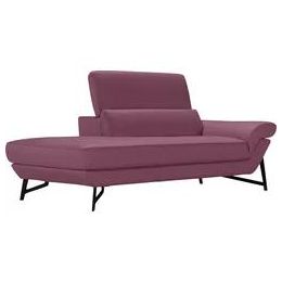 Ottomane Egoitaliano "Narcisa, Designsofa" Sofas Gr. B/H/T: 174cm x 96cm x 110cm, Leder NUVOLE, Ottomane links, lila (violett) mit verstellbarer Kopfstütze, Solitärmöbel als Blickfang