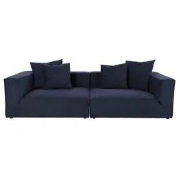 Big-Sofa Tom Tailor HOME "BIG CUBE" Sofas Gr. B/H/T: 270cm x 66cm x 122cm, Chenille GCP, mit 1x Kissen-Set M, blau (denim gcp 106) inkl. Zierkissen, Breite 270 cm