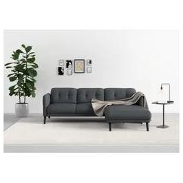 Sit & More Ecksofa SIT & MORE "Scandia L-Form" Sofas Gr. B/H/T: 269cm x 82cm x 183cm, Struktur weich, Recamiere rechts, Mit Kopfteilverstellung-Mit Armteilfunktion-Mit schwarzen matten Metallfüßen, grau (dunkelgrau) Wahlweise mit Kopfteilverstellung und Armteilfunktion