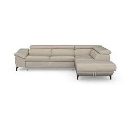 Ecksofa COTTA "Famous L-Form" Sofas Gr. B/T: 279cm x 228cm, Microfaser, Armlehne links-Ottomane rechts, ohne Bettfunktion-ohne Bettkasten, beige in modernem Design