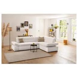 Ecksofa Inosign "Avesa L-Form" Sofas Gr. B/H/T: 275cm x 80cm x 211cm, Struktur weich, langer Schenkel links-Bettfunktion links, mit Armteilverstellung-mit Schlaffunktion, beige (creme) Wahlweise mit Arm- und Bettfunktion, BTH: 27521180 cm