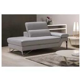 Ottomane Egoitaliano "Princess, elegantes Designsofa mit erstklassigem Sitzkomfort" Sofas Gr. B/H/T: 177cm x 95cm x 108cm, Leder BULL, Armlehne rechts, grau (stone) inkl. verstellbarem Kopfteil und edle Designmetallfüße