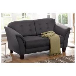 2-Sitzer Home Affaire "Trondheim", grau (anthrazit), B:166cm H:89cm T:90cm, Struktur fein (100% Polyester);Flachgewebe (100% Polyester);Luxus-Microfaser (90% Polyester, 10% Polyamid), Sofas, mit Federkern, Knopfheftung im Rücken, Füße Buche