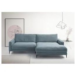 Ecksofa Inosign "Downtown, B/T/H: 272/190/84 cm L-Form" Sofas Gr. B/H/T: 272cm x 84cm x 190cm, Cord, Recamiere rechts, blau (petrol) weicher Sitzkomfort auch in Cord und Bouclé, incl. Zierkissen