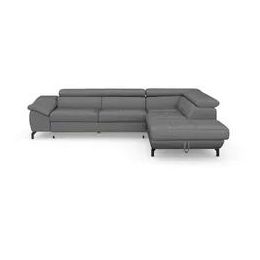 Ecksofa COTTA "Famous L-Form" Sofas Gr. B/T: 279cm x 228cm, Microfaser, Armlehne links-Ottomane rechts, ohne Bettfunktion-ohne Bettkasten, grau (light grey) in modernem Design