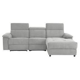 Ecksofa Home Affaire "Binado, L-Form" Sofas Gr. B/T: 252cm x 164cm, Webstoff, Recamiere rechts, mit motorischer Relaxfunktion-mit USB-Anschluss, grau mit manueller oder elektrischer Relaxfunktion USB-Anschluss