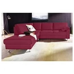 Sit & More Ecksofa SIT & MORE "Belfort L-Form" Sofas Gr. B/H/T: 243cm x 88cm x 218cm, Luxus-Microfaser ALTARA NUBUCK, Ottomane links, ohne Funktion, rot (bordeaux) wahlweise mit Vorziehsitz und Bettkasten