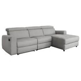 Ecksofa Home Affaire "Sentrano, L-Form", grau (hellgrau), B:275cm H:82cm T:164cm, NaturLEDER/Kunstleder (Das Leder hat eine Dicke von 0, 9-1, 0 mm), Kunstleder, Webstoff (95% Polyester, 5% Nylon), Struktur fein (95% Polyester, 5% Nylon), Sofas, 275 cm, man. o. elektr. Relaxfunktion und USB/Kopfverstellung