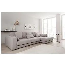 Ecksofa OTTO products "Grenette L-Form" Sofas Gr. B/H/T: 326cm x 77cm x 154cm, Baumwollmix, Ottomane rechts, grau (hellgrau) Modulsofa, im Baumwoll-Leinenmix oder aus recycelten Stoffen