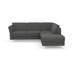 Sit & More Ecksofa SIT & MORE "Visby L-Form" Sofas Gr. B/H/T: 248cm x 87cm x 213cm, Luxus-Microfaser Paris, Ottomane rechts, ohne Bettfunktion-ohne Bettkasten, grau Wahlweise mit Bettfunktion und Stauraum, frei im Raum stellbar