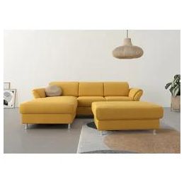 Sit & More Ecksofa SIT & MORE "Apulia L-Form" Sofas Gr. B/H/T: 250cm x 78cm x 185cm, Struktur weich, Recamiere links, ohne Bettfunktion-ohne Bettkasten-mit Armteilverstellung-mit Kopfteilverstellung, gelb (mustard) wahlweise Bettfunktion, Bettkasten und Kopf- Armteilverstellung