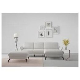 Sit & More Ecksofa SIT & MORE "Fashion L-Form" Sofas Gr. B/H/T: 253cm x 84cm x 165cm, Soft clean, Recamiere rechts, mit Kopfteilverstellung-mit Vorziehsitz, motorisch-mit Metallfuesse schwarz matt, grau (hellgrau) wahlweise mit Kopfteilverstellung und Vorziehsitz, motorisch