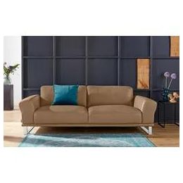 2,5-Sitzer W.Schillig "montanaa" Sofas Gr. B/H/T: 232 cm x 78 cm x 94 cm, Longlife Xtra-Leder Z69, braun (fango z69) mit Metallkufen in Chrom glänzend, Breite 232 cm