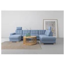 Sit & More Wohnlandschaft SIT & MORE "Quincy U-Form" Sofas Gr. B/H/T: 312cm x 82cm x 213cm, Luxus-Microfaser ALTARA NUBUCK, Ottomane rechts, ohne Bettfunktion, blau wahlweise mit Bettfunktion und Bettkasten