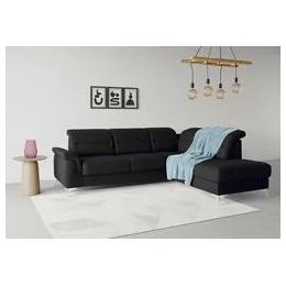 Sit & More Ecksofa SIT & MORE "Sinatra L-Form" Sofas Gr. B/H/T: 251cm x 85cm x 220cm, Struktur weich, Ottomane rechts, Mit Kopfteilverstellung-Mit Armteilfunktion-Ohne Bettfunktion-Ohne Stauraum, schwarz mit Ottomane, optional Kopfteilverstellung und Armteilfunktion