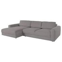 Ecksofa Places of Style "Bloomfield, L-Form" Sofas Gr. B/H/T: 303cm x 84cm x 176cm, Struktur, mega-Recamiere links, XXL ohne Sitztiefenverstellung, grau extra tiefe Sitzfläche, wahlweise mit Sitztiefenverstellung