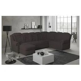 Wohnlandschaft Home Affaire "Boston U-Form" Sofas Gr. B/H/T: 333 cm x 102 cm x 216 cm, Microfaser bedruckt, langer Schenkel rechts-Recamiere links, Ohne Bettfunktion-ohne Schubkasten, braun (earth) Gemütliche Wohnlandschaft mit hoher Rückenlehne in klassischem Design