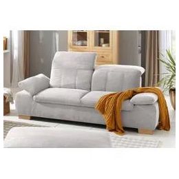 2,5-Sitzer Home Affaire "Bergamo" Sofas Gr. B/H/T: 215cm x 77cm x 90cm, Softstruktur, ohne Funktion, weiß (silber) mit Armlehn-und Rückenfunktion, Federkern