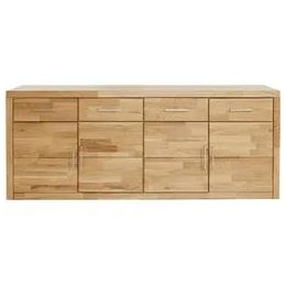 Sideboard Home Affaire "Trondheim" Sideboards Gr. B/H/T: 200cm x 80cm x 42cm, Holzwerkstoff eichefarben (Korpus) / Massivholz Eiche (Front), braun (eiche teilmassiv) Breite 200 cm