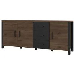 Sideboard Home Affaire "Olin WM" Sideboards Gr. B/H/T: 192cm x 79cm x 43cm, 3 St., braun (okapinussbaumfarben/schwarz supermatt) Breite 192 cm