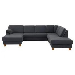 Wohnlandschaft Home Affaire "Belfort U-Form" Sofas Gr. B/H/T: 314cm x 88cm x 91cm, Luxus-Microfaser ALTARA NUBUCK, Ottomane rechts, ohne Bettfunktion, grau (anthrazit) mit Federkern, wahlweise Bettfunktion und Stauraum