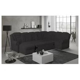 Wohnlandschaft Home Affaire "Boston U-Form" Sofas Gr. B/H/T: 333 cm x 102 cm x 216 cm, Microfaser bedruckt, langer Schenkel rechts-Recamiere links-Bettfunktion links, Mit Bettfunktion-mit Schubkasten, grau (anthracite) Gemütliche Wohnlandschaft mit hoher Rückenlehne in klassischem Design