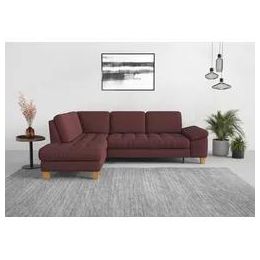 Sit & More Ecksofa SIT & MORE "Westham L-Form" Sofas Gr. B/H/T: 261cm x 88cm x 179cm, Struktur weich, Ottomane links, mit Federkern-mit Bettfunktion-mit Armteilverstellung-mit Sitztiefenverstellung-mit Stauraum, lila (chianti) mit Ottomane, oder ohne Bettfunktion, Bettkasten, Verstellung