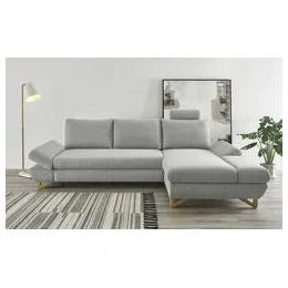 Ecksofa Inosign "City/Giron, L-Form" Sofas Gr. B/H/T: 284 cm x 104 cm x 166 cm, Strukturstoff, Recamiere rechts, ohne Bett-Funktion, silberfarben verstellbare Armlehnen mit Rasterfunktion