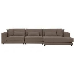 Ecksofa OTTO products "Grenette L-Form" Sofas Gr. B/H/T: 326cm x 77cm x 154cm, Struktur (recyceltes Polyester), Ottomane rechts, braun Modulsofa, im Baumwoll-Leinenmix oder aus recycelten Stoffen