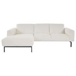 Ecksofa Andas "Lungre, L-Form" Sofas Gr. B/H/T: 280 cm x 82 cm x 163 cm, Bouclé, Recamiere links, Ecksofa XXL, weiß (warm white) in verschiedenen Größen, extra hohe Füße aus Metall