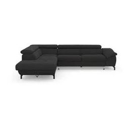 Ecksofa COTTA "Famous L-Form" Sofas Gr. B/T: 279 cm x 228 cm, Microfaser, Armlehne rechts-Ottomane links, mit Bettfunktion-mit Bettkasten, schwarz (black) in modernem Design