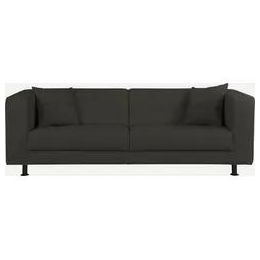 3-Sitzer Inosign "Bengo" Sofas Gr. B/H/T: 202cm x 68cm x 88cm, Kunstleder, braun (dunkelbraun) mit Steppung im Sitz- und Rückenbereich, incl. Zierkissen