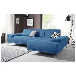 Ecksofa Places of Style "Caluna L-Form" Sofas Gr. B/H/T: 269cm x 97cm x 174cm, Flachgewebe, Recamiere rechts, blau (pacific) mit Sitztiefen- und Kopfteilverstellung